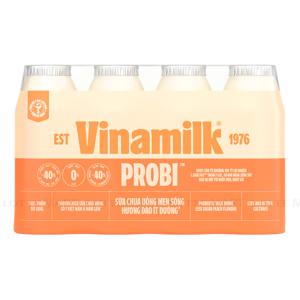 Lốc 4 Chai Sữa Chua Uống Probi Ít Đường Hương Đào 130ml