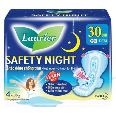 Băng Vệ Sinh Ban Đêm Laurier Siêu Chống Tràn Cánh 30cm Gói 4 Miếng
