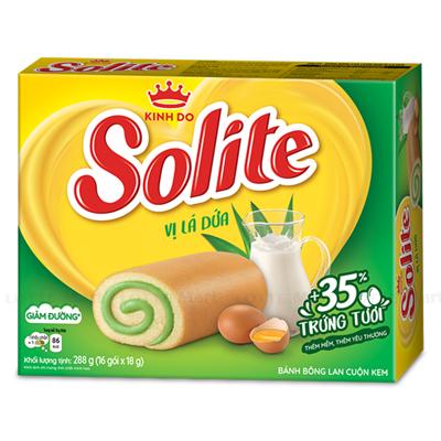 Bánh Bông Lan Kinh Đô Solite Cuộn Kem Vị Lá Dứa Hộp 288g
