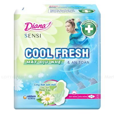 Băng Vệ Sinh Diana Sensi Cool Fresh Siêu Mỏng Cánh 23cm Gói 8 Miếng