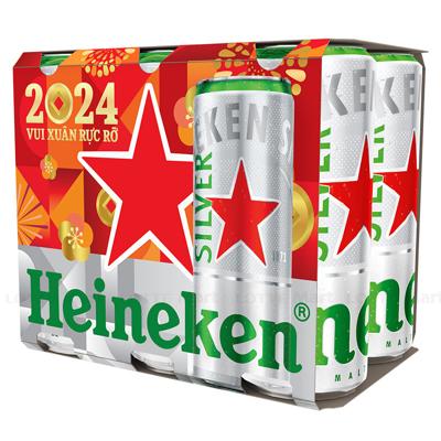 Bia Heineken Sleek Silver 4% ABV Lốc 6 Lon x 330ml