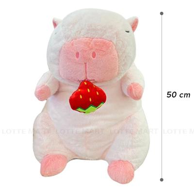 Pink Capybara Plush Toy with Watermelon Pull String 50cm
