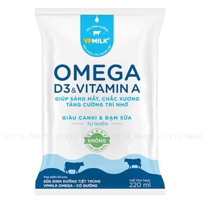 Sữa Dinh Dưỡng Tiệt Trùng VP Milk Omega Có Đường Bịch 220Ml