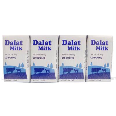 Sữa Tươi Tiệt Trùng Dalatmilk Có Đường Lốc 4 Hộp 110ml